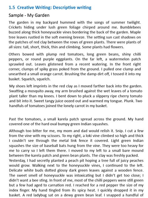 Image result for Descriptive Writing Examples Usha Pandit