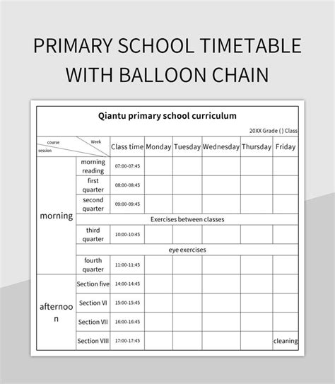 Image result for Timetable Example