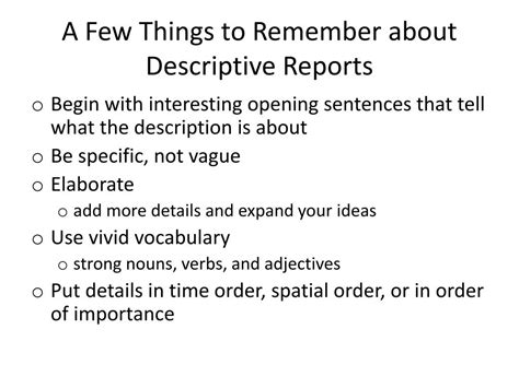 Image result for Descriptive Report Example