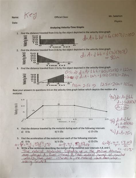 Image result for Motion Graphs Worksheet Answers