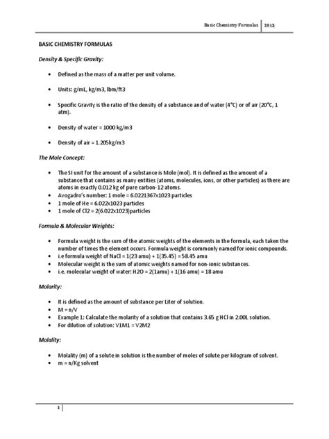 Image result for Basic Chemistry Formulas