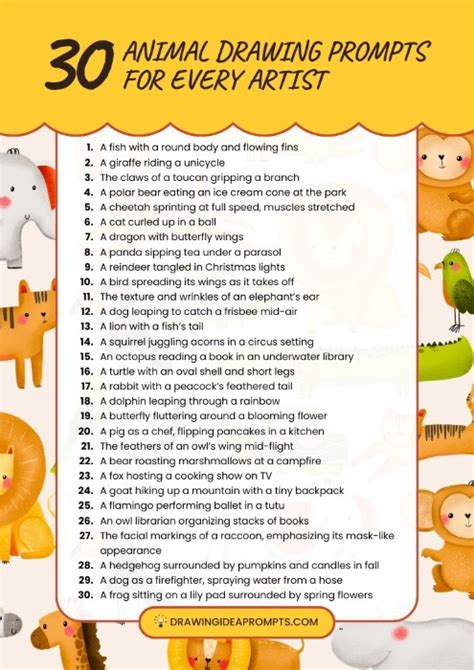 70+ Inspiring Animal Drawing Prompts for Every Artist