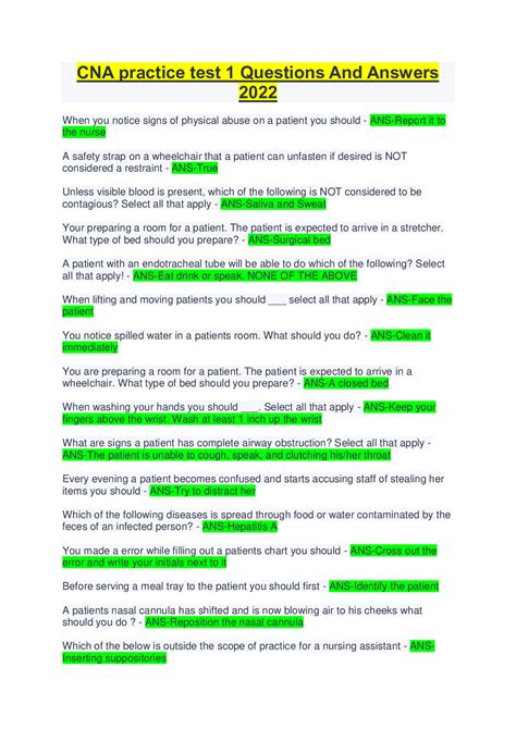 Image result for CNA Test Questions and Answers Explained