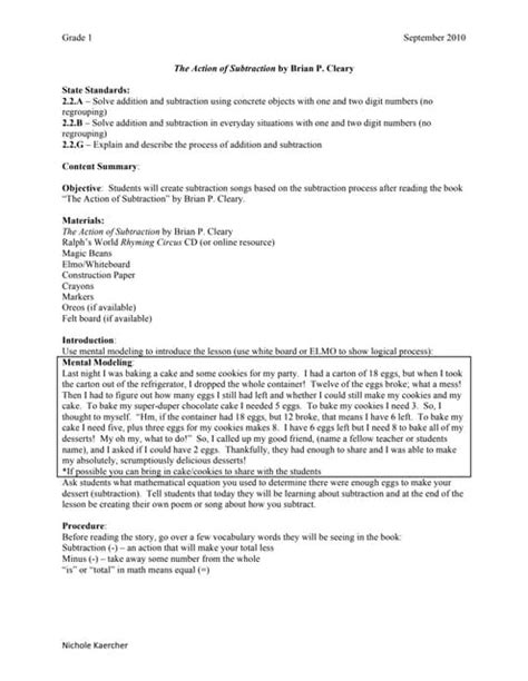 Image result for Subtraction Lesson Plan PowerPoint Example