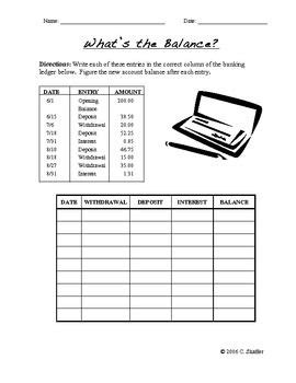 Image result for Checking Account Balance Worksheet