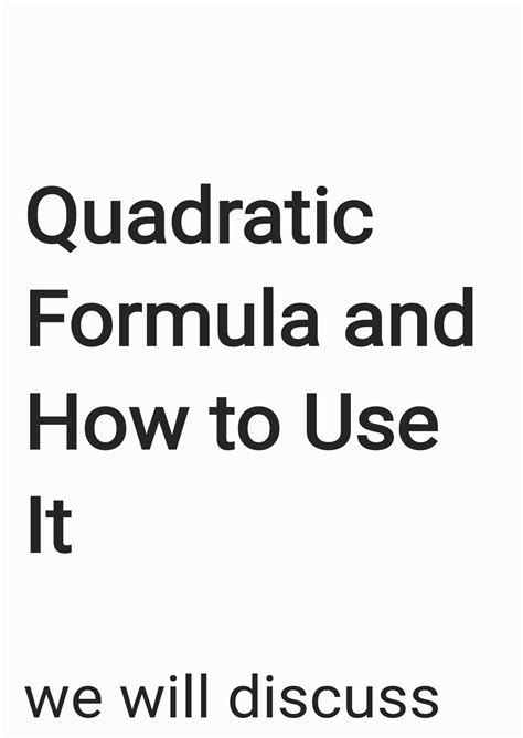 Image result for Quadratic Formula Method