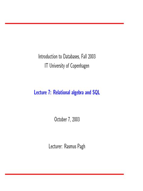 Image result for Relational Algebra in Database PDF