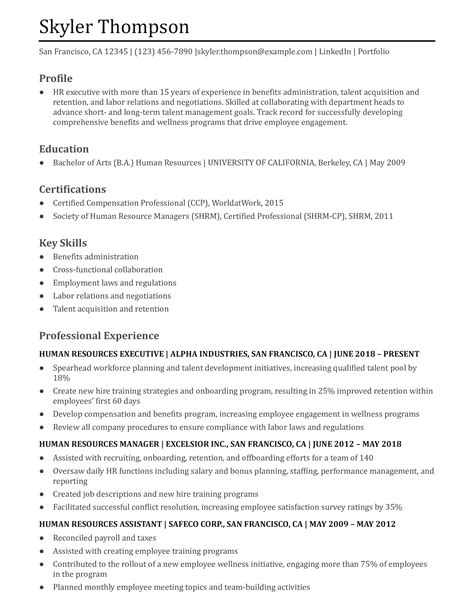 Image result for Human Resource Sample Resume Examples