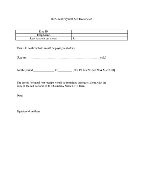 Image result for HRA Self Declaration Form