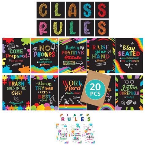 20 Class Rules Poster for Classroom - 11x14" Classroom Rules Poster ...