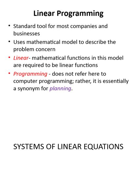Image result for System of Equations and Linear Programming