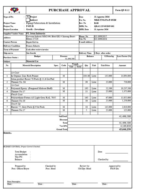 Form PUrchase Approval | PDF | Economies | Business Process