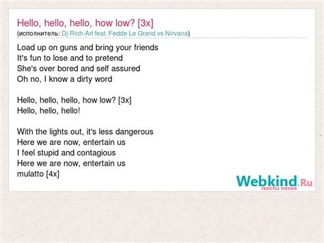 Image result for Hello Hello How Low Song