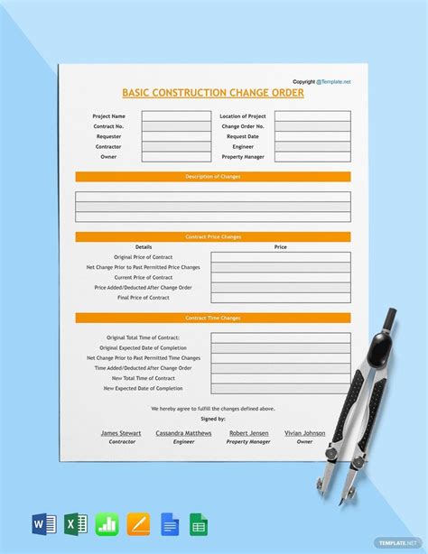 Image result for Change Order Example Construction
