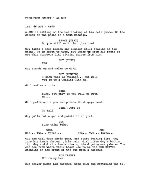 Image result for One Page Script Examples