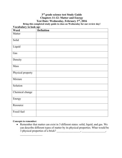 Image result for Science Study Guide 3rd Grade