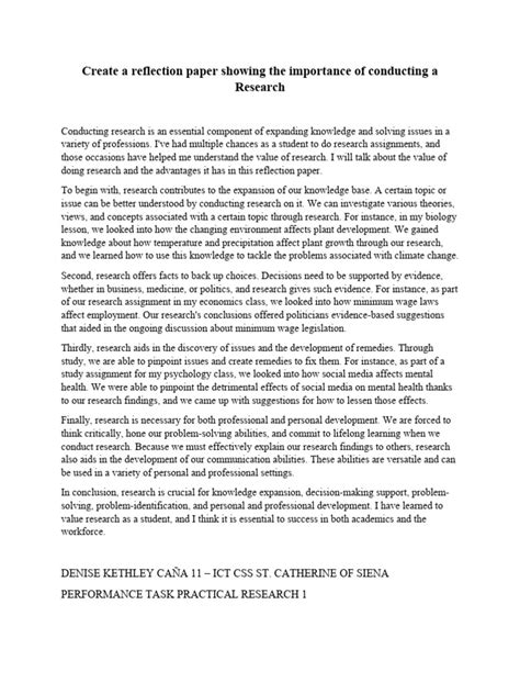 Image result for Reflection Research Paper Example