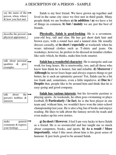 Image result for Example Description of a Person