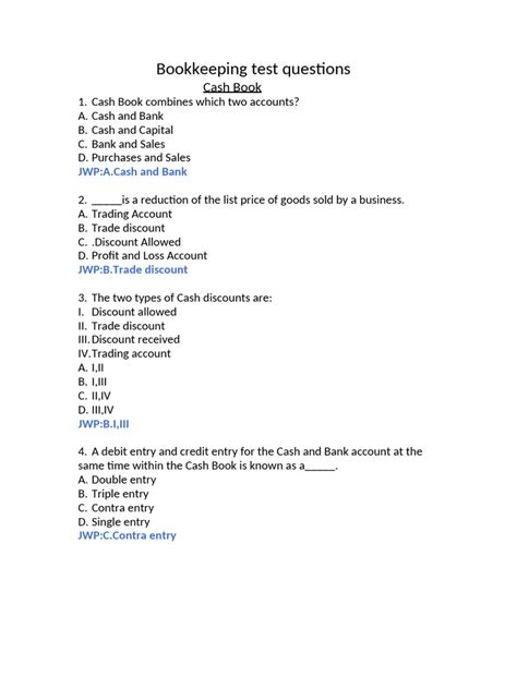 Image result for Bookkeeping Test Sample