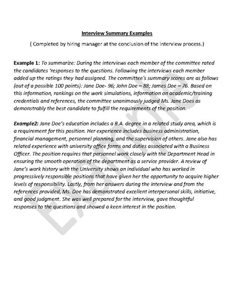 Image result for Interview Write Up Example