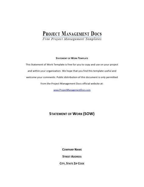 Image result for Statement of Work Format Example