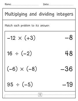 Image result for Lesson 4 Multiply and Divide Positive and Negative Integers Answers Key