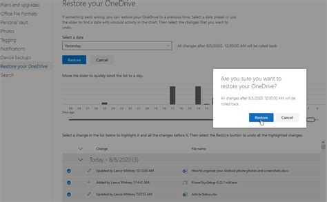 Image result for One Drive Restore Setting
