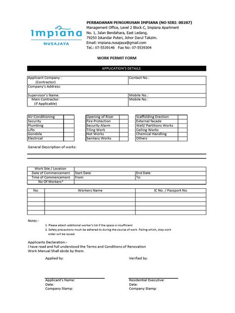 Image result for Work Permit Request Form