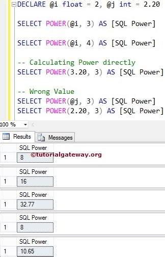 Image result for Power Function in SQL