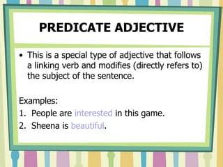 Image result for Predicate Adjective Mean