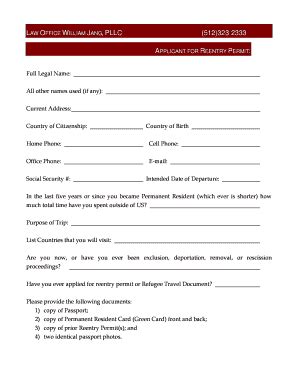 Image result for Re-entry Permit Sample