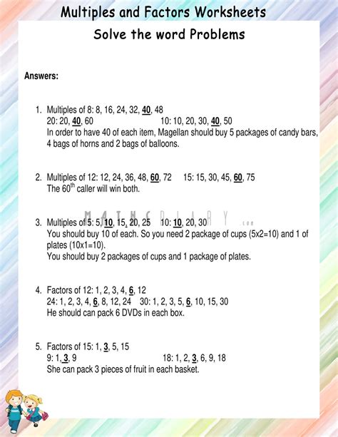 Image result for Multiples and Factors Word Problems