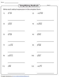 Free square root worksheets (PDF and html) - Worksheets Library