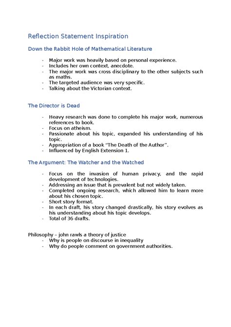 Image result for Reflection Statement Example