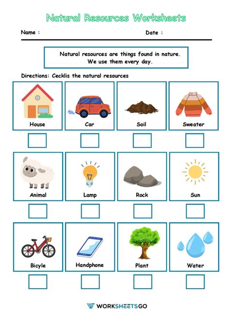 Image result for Natural Resources Worksheet Printable