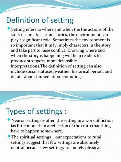 Image result for Setting Meaning