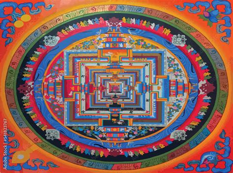 Buddhist art, painting made by monks, religious art, vector art ...