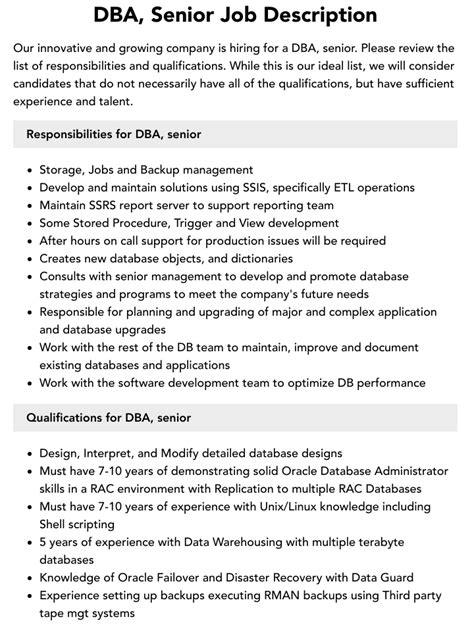 Image result for SQL DBA Job Description