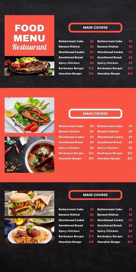 Image result for Main Menu Example