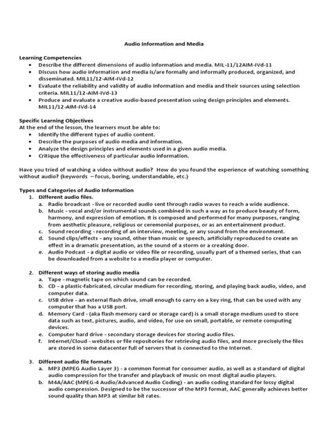 Image result for Example of Audio Information