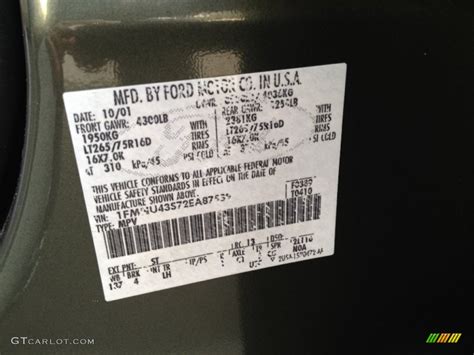 Image result for 2001 Ford Excursion Color Code