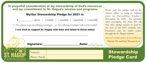 Image result for Stewardship Pledge Card Examples