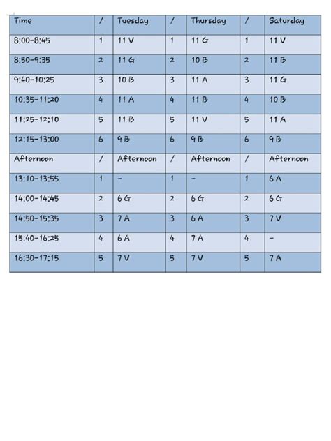 school timetable | PDF