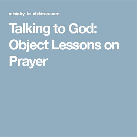 Image result for Object Lesson On Prayer LDS