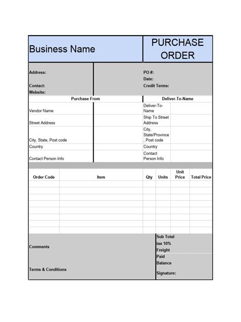 Image result for Purchase Order Format
