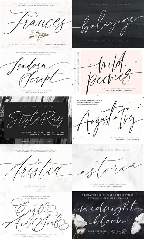 Modern calligraphy script fonts by pinkcoffie – Artofit