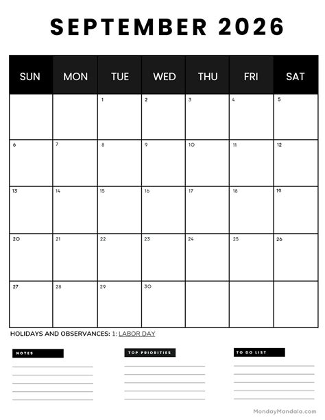 September 2026 Calendars (52 Free PDF Printables) - Auto News