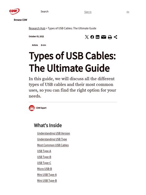 Types of USB Cables - The Ultimate Guide - CDW | PDF | Usb | Computing