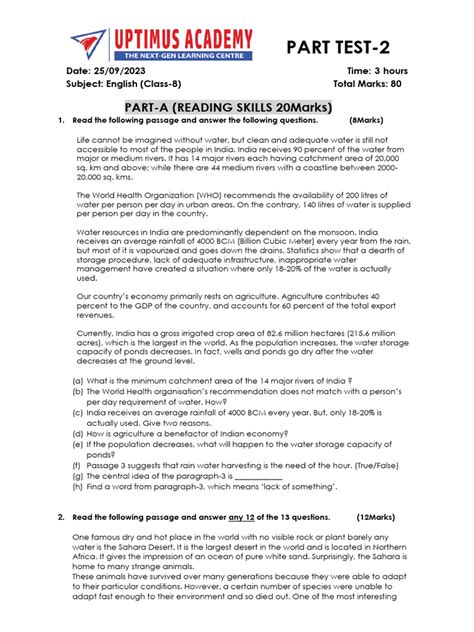 Image result for Model Class 10th Part 8 English