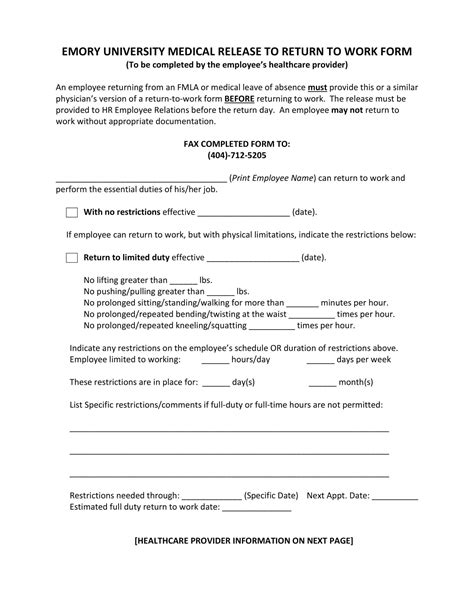 Image result for Return to Work Notice Sample